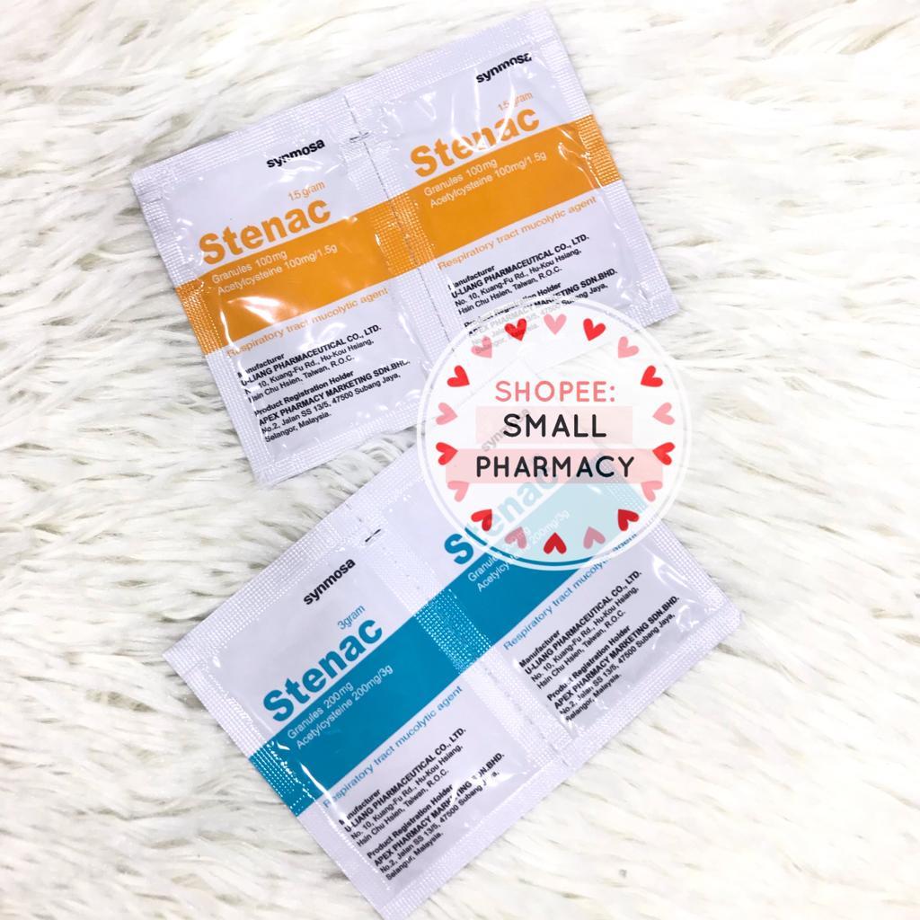 Stenac granules 100mg / 200mg Phlegm 2 SACHET [same as fluimucil A100 ...