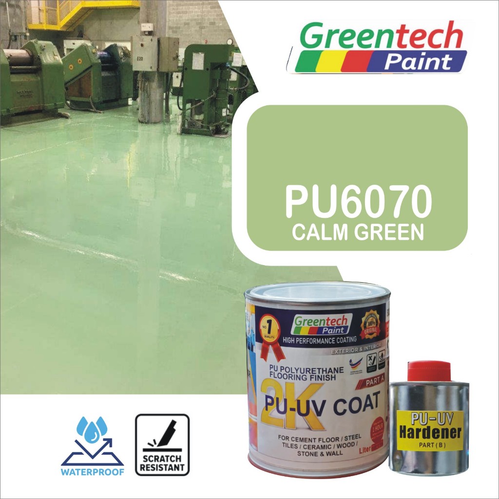 PU6070 CALM GREEN (5L) GREENTECH PAINT PU POLYURETHANE FLOORING FINISH ...