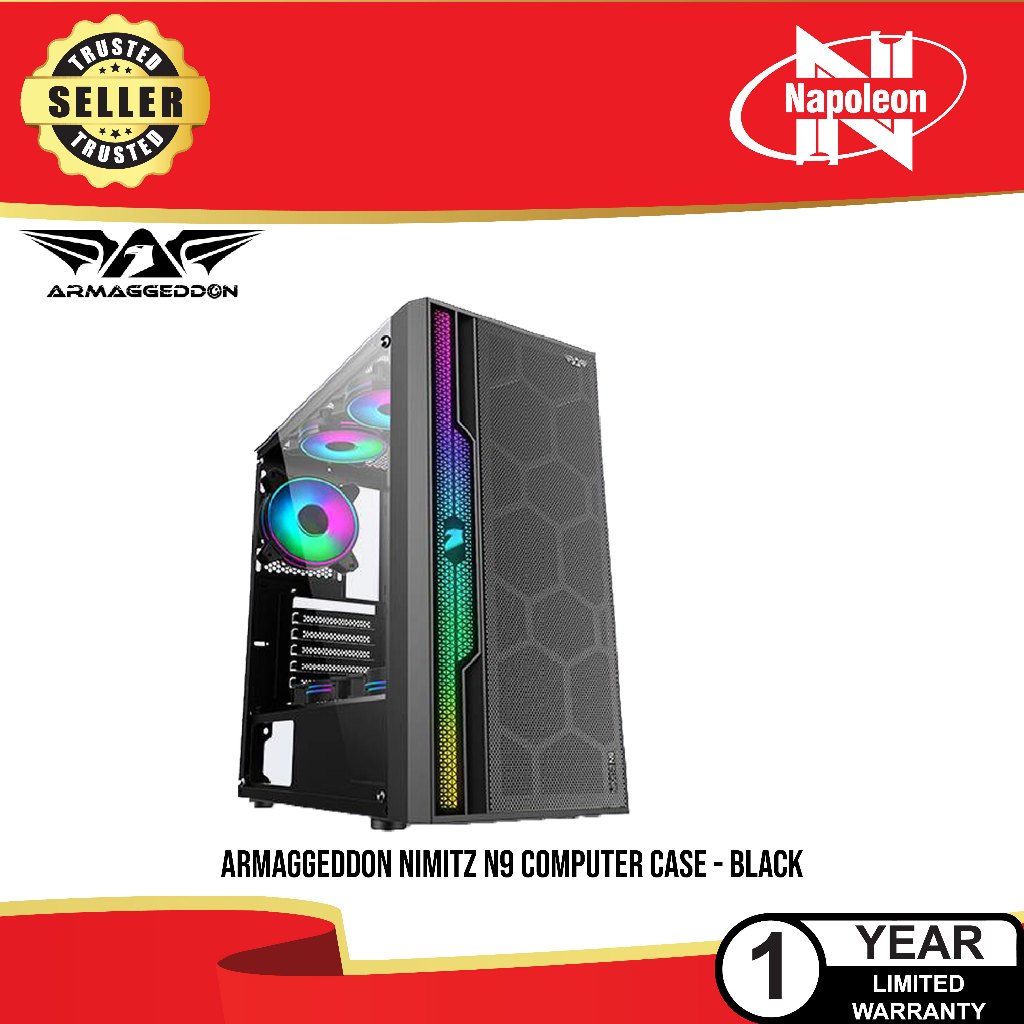 ARMAGGEDDON NIMITZ N9 COMPUTER CASE - BLACK **no free casing fans ...