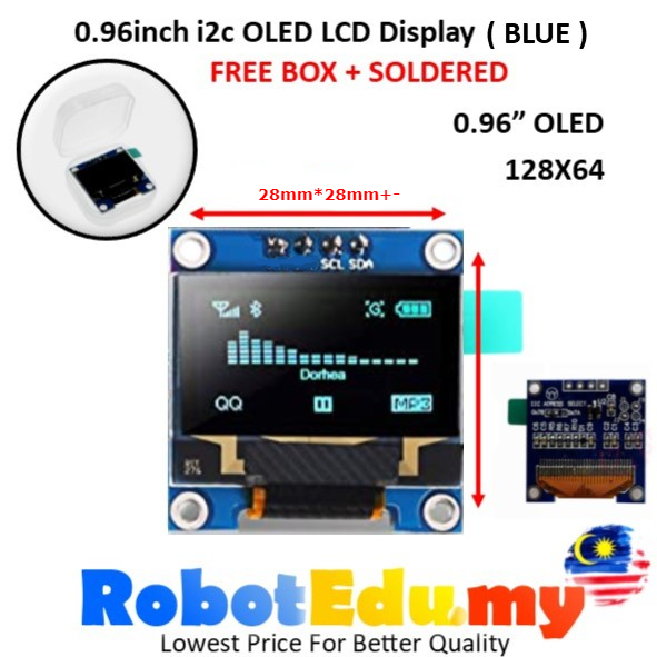 0.91" / 0.96" inch 128x32 128x64 I2C IIC OLED LCD LED White / Blue ...