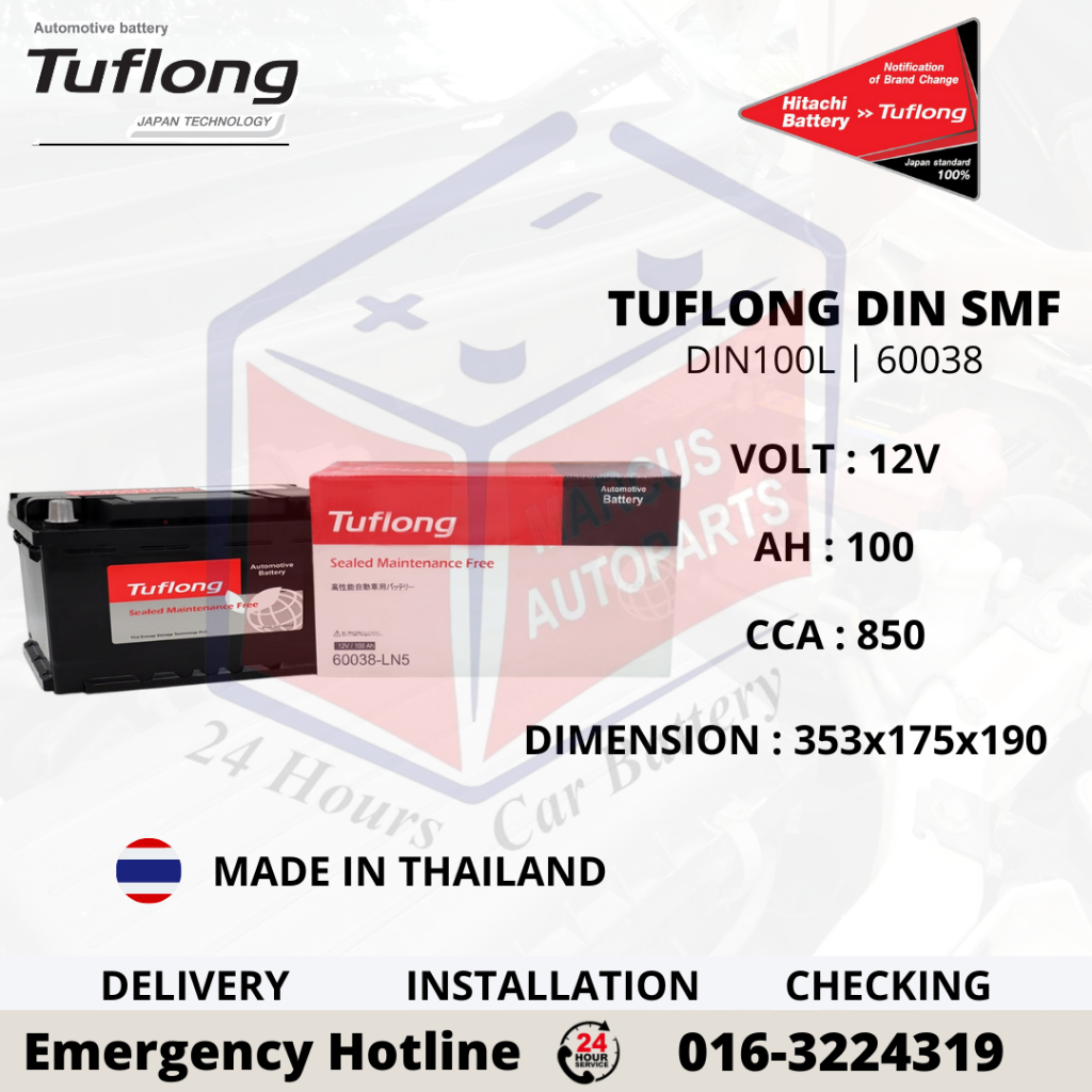 HITACHI TUFLONG SMF LN5 | DIN100L | 60038 CAR BATTERY | Shopee Malaysia