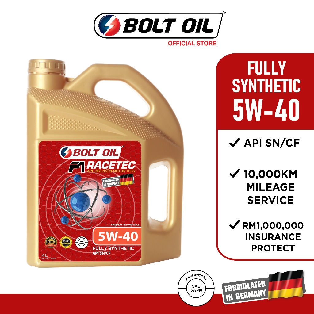 BOLT OIL API SN 5W40 4L Fully Synthetic Engine Oil Lubricant Minyak ...