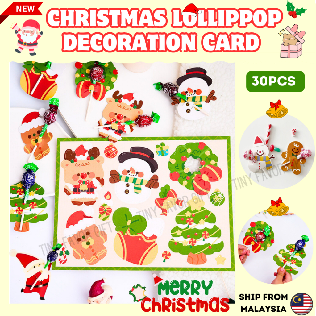 30pcs Christmas party Lollipop decoration card holder kids birthday ...