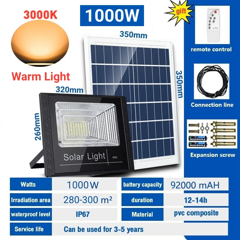New Upgrade Solar Light 1000W lampu Solar outdoor lighting Flood Light ...