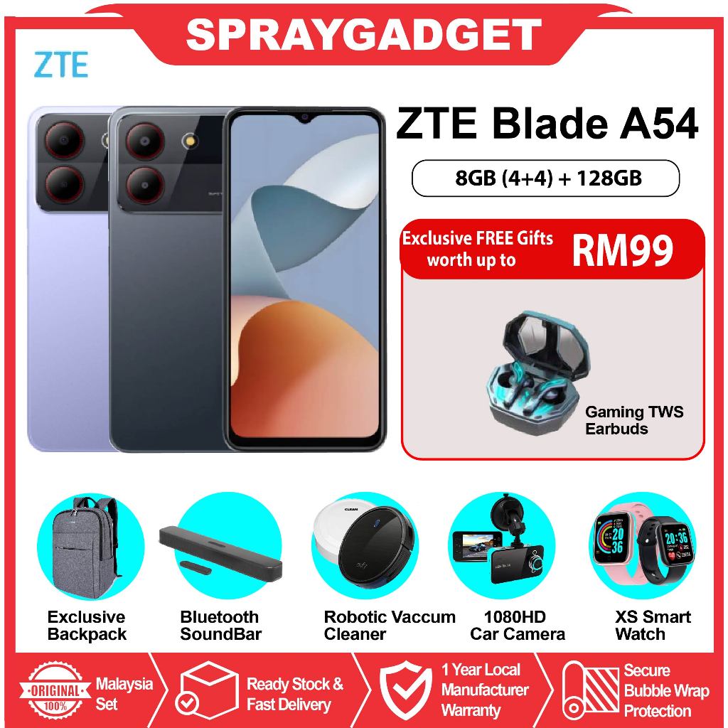 ZTE Blade A54 (4+4GB Extended RAM + 128GB ROM) 13MP Al Dual Camera ...
