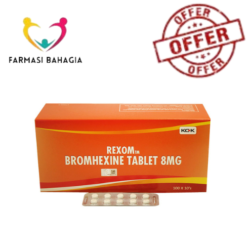 [ Exp 9/2029 ] REXOM BROMHEXINE TABLET 8MG 10'S - Ubat Batuk Cair Kahak ...