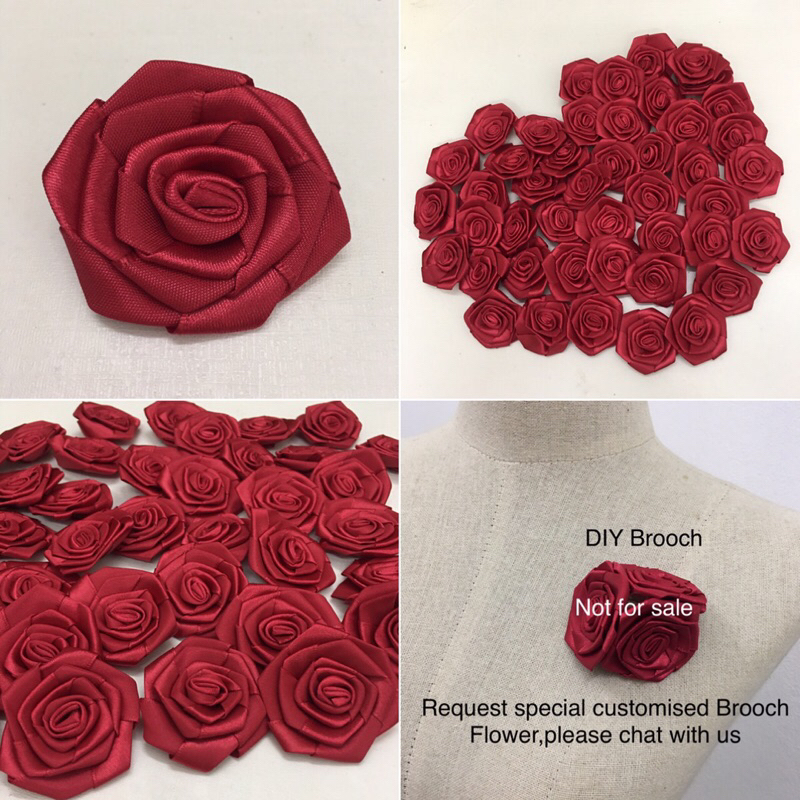 1pcs Red Rose DIY Fabric Rose Ribbon Rose Red Rose Romantic Rose DIY ...