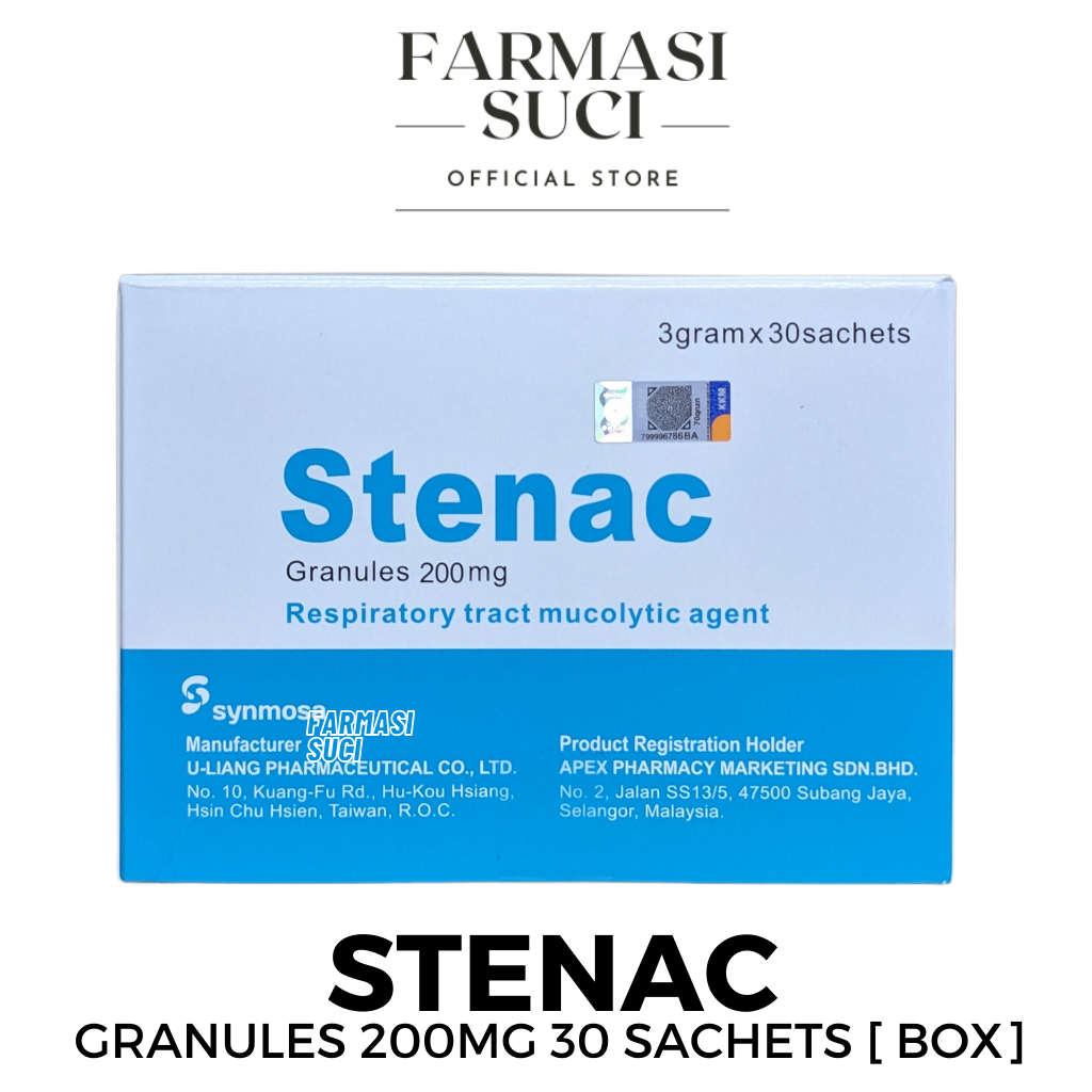 Stenac Granules 200mg 3g x 30 sachets (BOX) [EXP: 01/2025] | Shopee ...