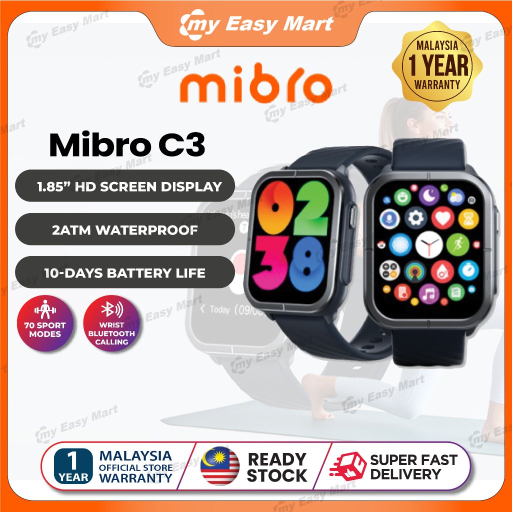 Xiaomi Mibro C3 Smartwatch | Bluetooth Calling 1.85" HD Screen ...