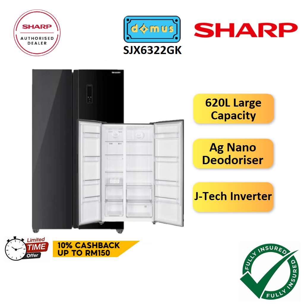 Sharp Side By Side Refrigerator Inverter Fridge 620L Peti Ais Peti Sejuk Side By Side 冰箱 ...