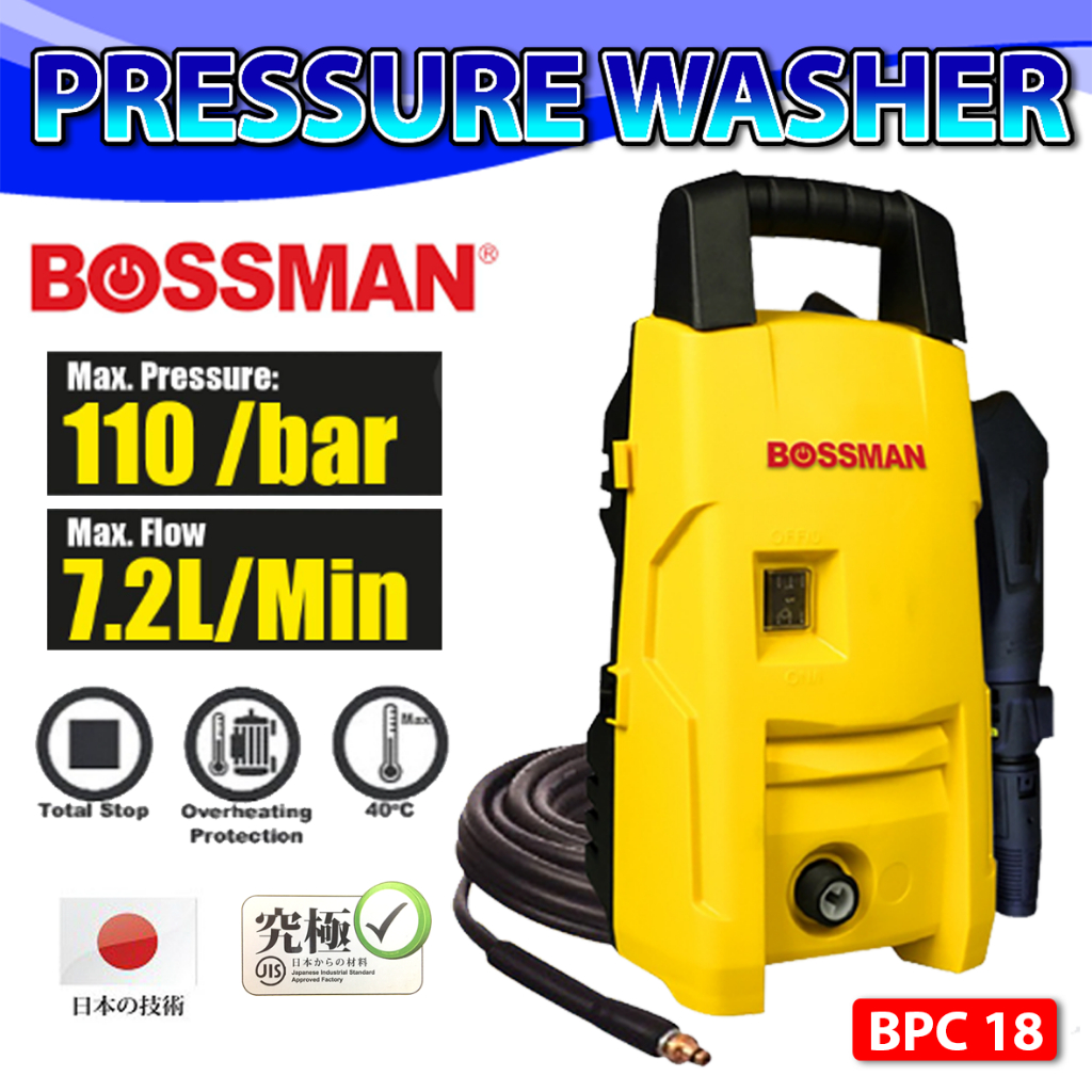 BOSSMAN BCP-18 1400W High Pressure Cleaner Water Jet Sprayer (110 Bar ...