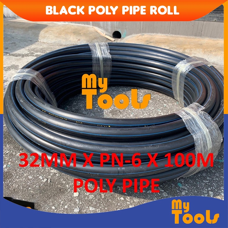 Mytools HDPE / POLY / PP BLACK Poly Pipe Roll Polypipe 1" 32MM x PN6 x ...