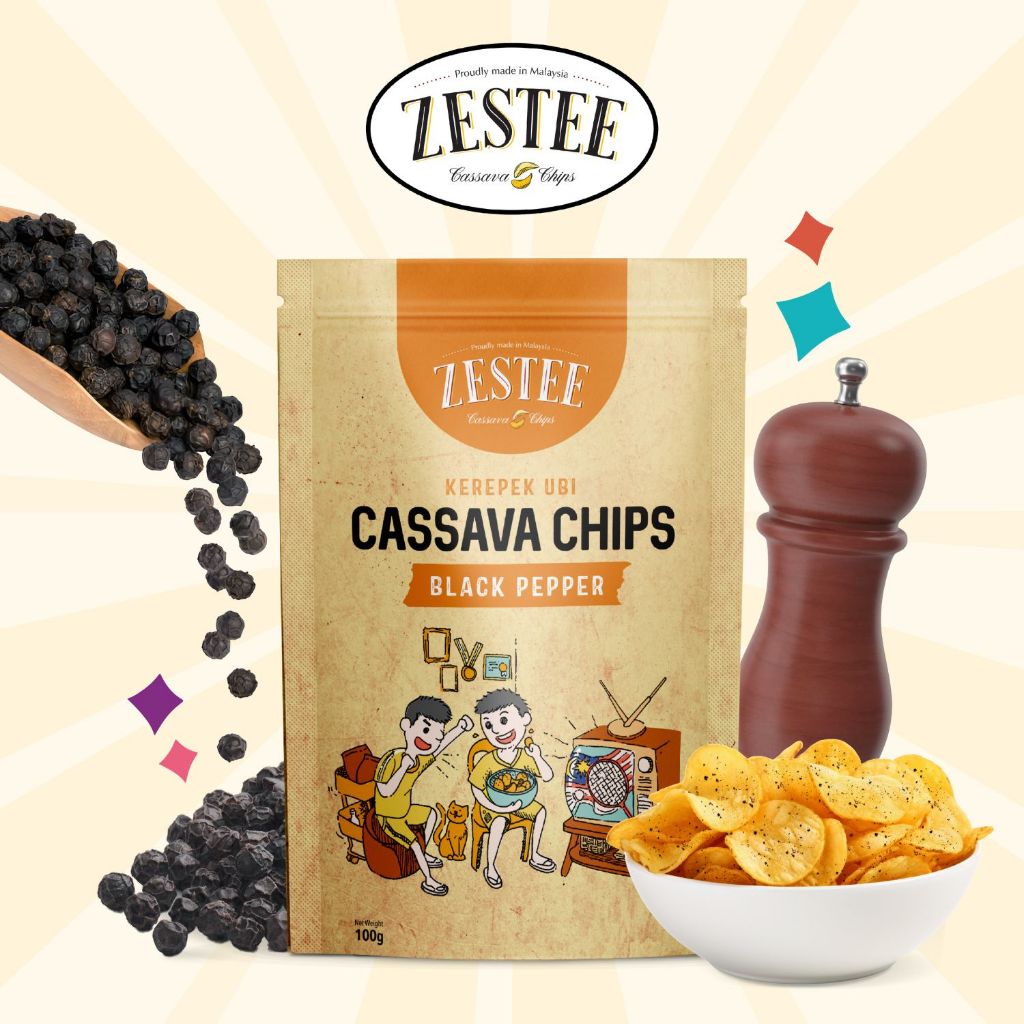 ZESTEE Premium Black Pepper Cassava Chips (100g) | Shopee Malaysia