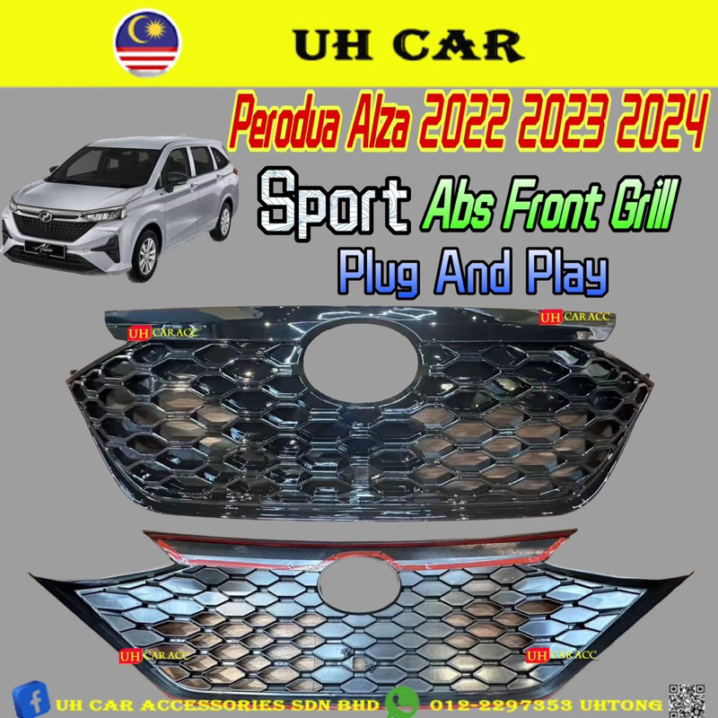 (SPORT) Perodua Alza 2022 2023 2024 ABS Sport Front Bumper Grill Grille ...