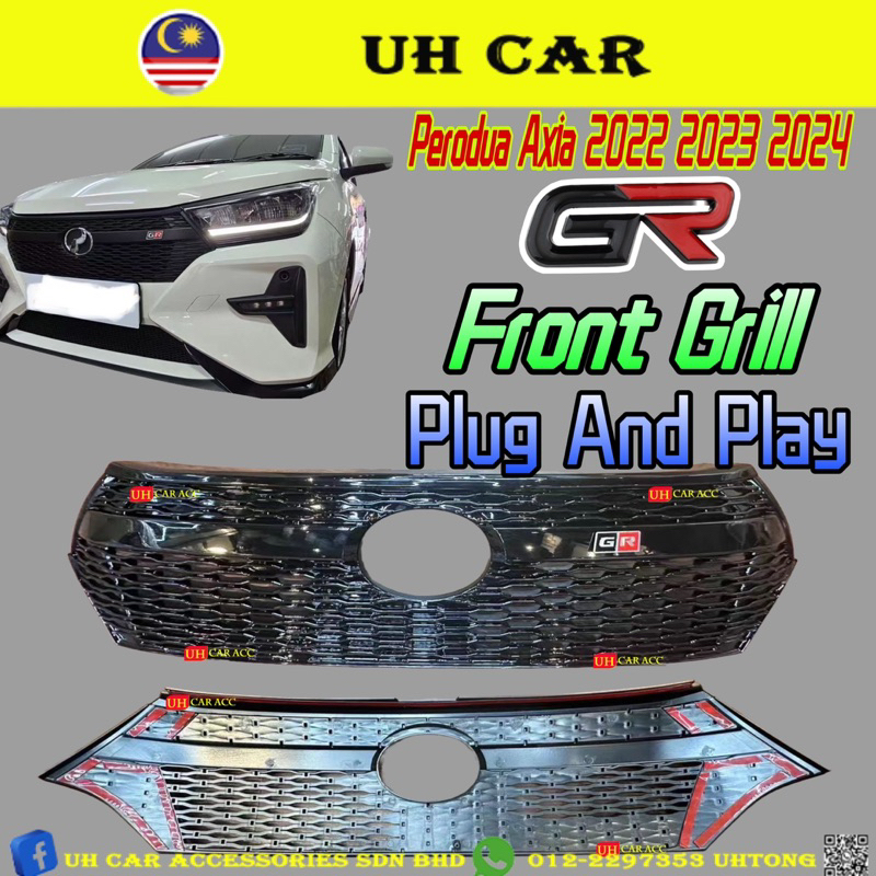 (GR) Perodua Axia 2023 2024 ABS GR Sport Front Bumper Grill Grille ...