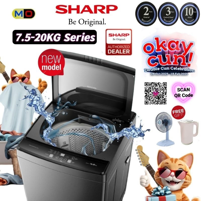 [FREE SHIPPING] SHARP 7.5KG/8.5KG/9.5KG/10.5KG/12.5KG/15.5KG/20KG Fully ...
