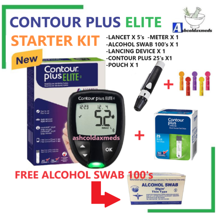 Contour Plus Test Strip / Meter Blood Glucose Monitor Free 25's Strips ...