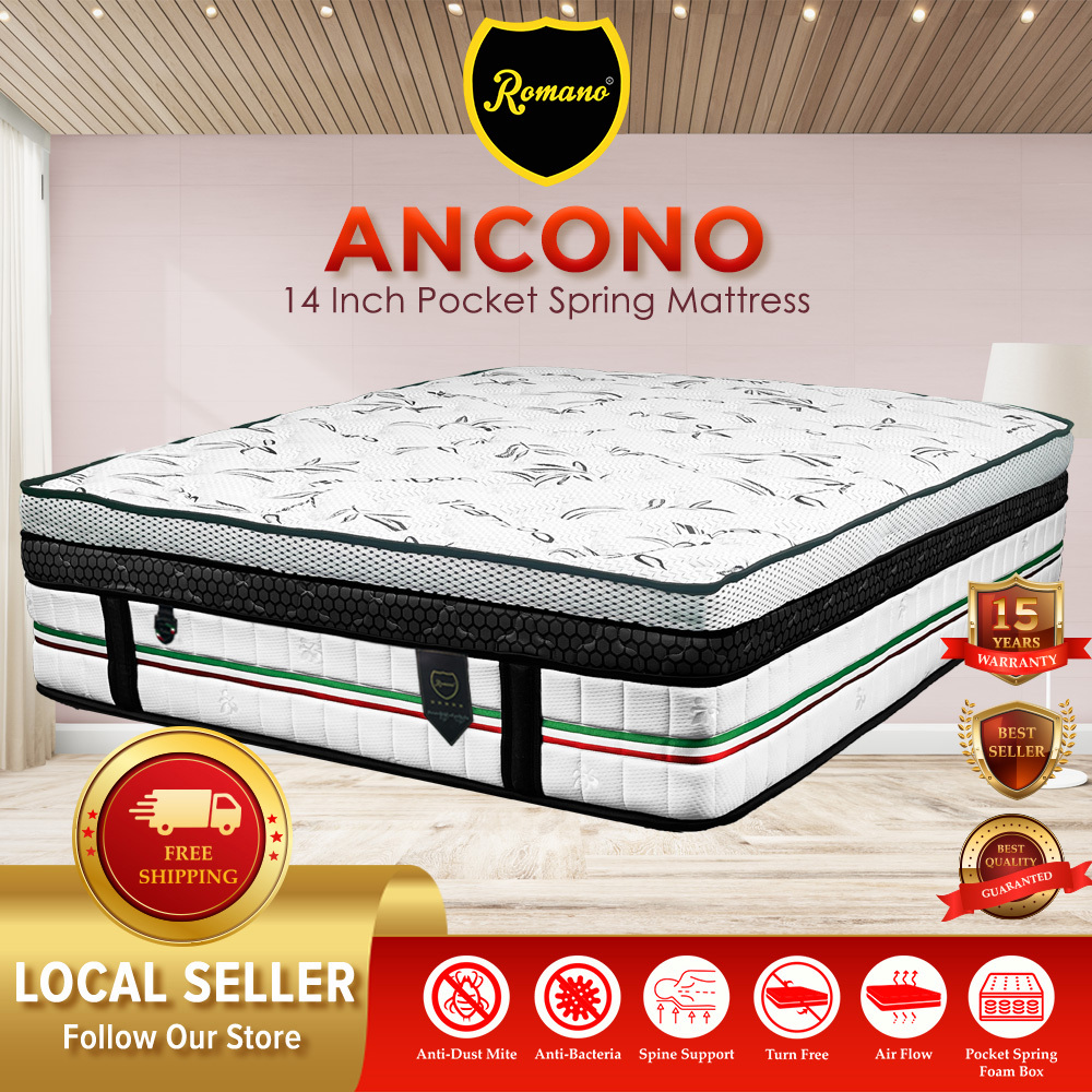 Free Shipping / Romano Ancono (14 Inch) Pocket Spring Mattress / 床 ...