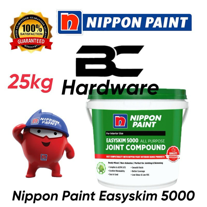 25KG NIPPON PAINT EasySKIM 5000 All Purpose Joint Compound Wall Cement Plaster Putty Filler ...