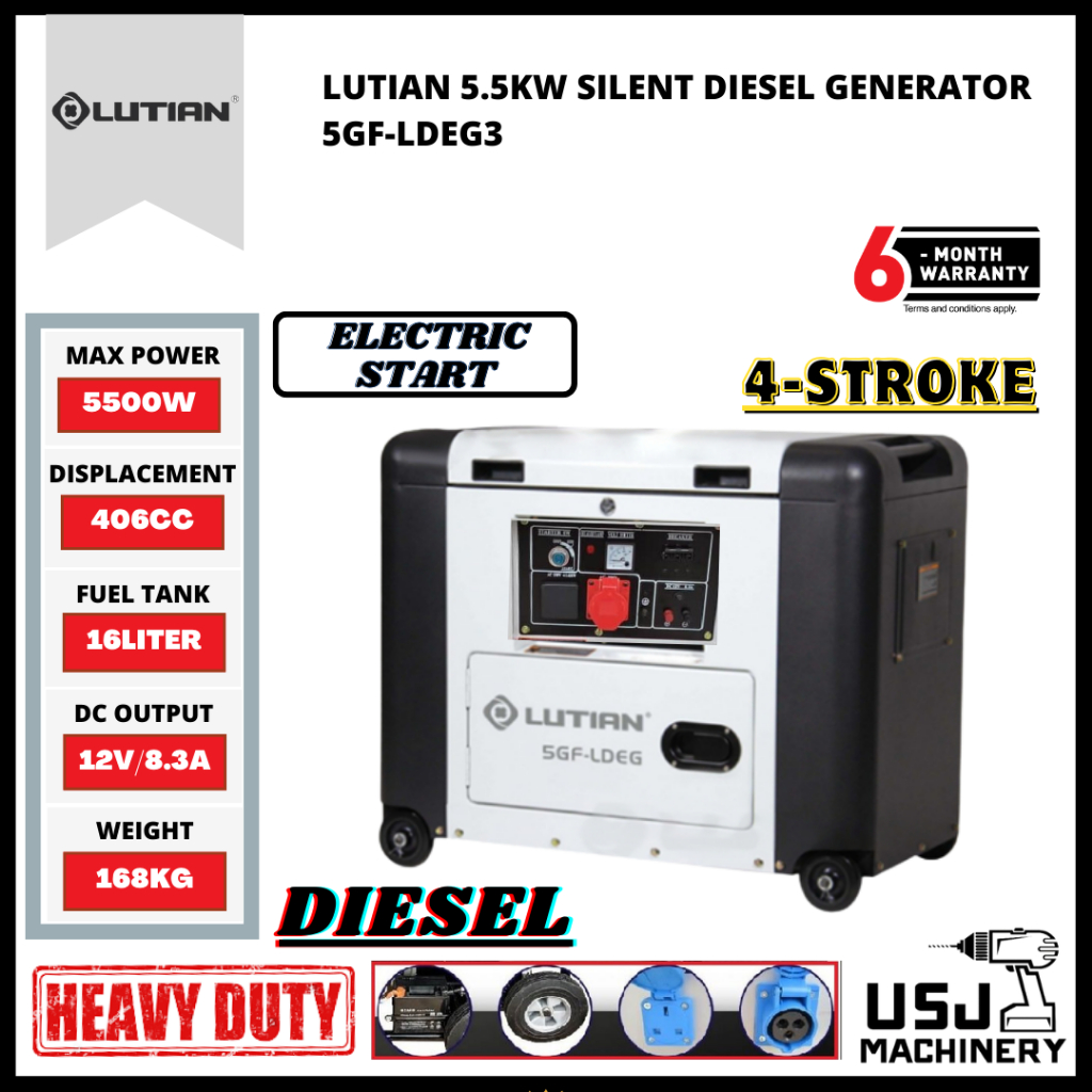 LUTIAN 5.5KW 406CC 4-Stroke Silent Diesel Generator 5GF-LDEG3 | 6 ...