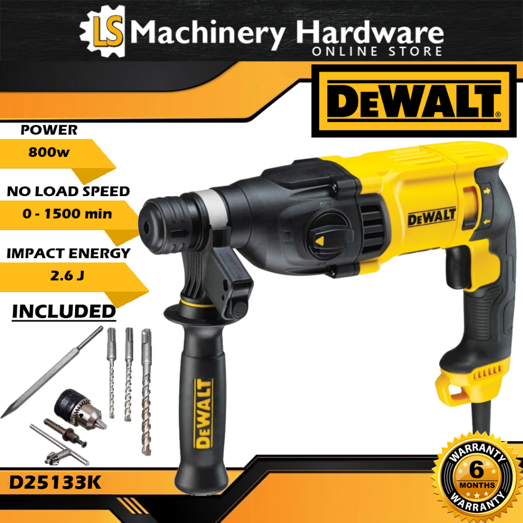 Dewalt D25133K 26mm 800W 3 Mode SDS-Plus Rotary Hammer Drill - 3 Years ...