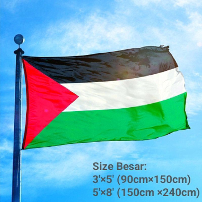 🇵🇸 READY STOCK 🇵🇸 Bendera Palestine Size besar: 3'×5' (90cm×150cm)5'×8 ...