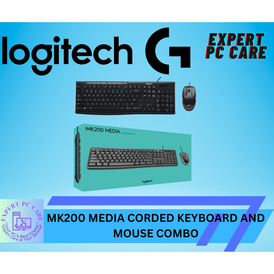 Logitech Mk200 Media Corded Keyboard And Mouse Combo Shopee Malaysia
