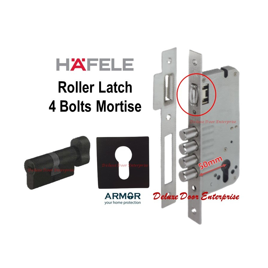 Hafele 4 Bolts Mortise Lock with Roller Latch (Square Cover)/ Mortise ...