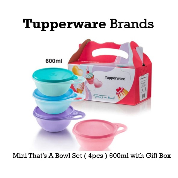 Tupperware Mini That's A Bowl Set (4pcs) 600ml with gift box | Shopee ...