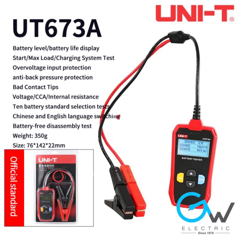 UNI-T UT673A Car Battery Tester Charger Analyzer 12V 24V Voltage ...
