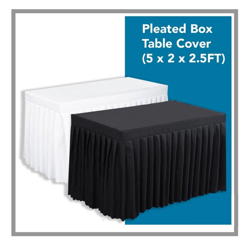 Pleated Box Table Cover Skirting Meja Hotel Wedding Banquet Event Skirt ...