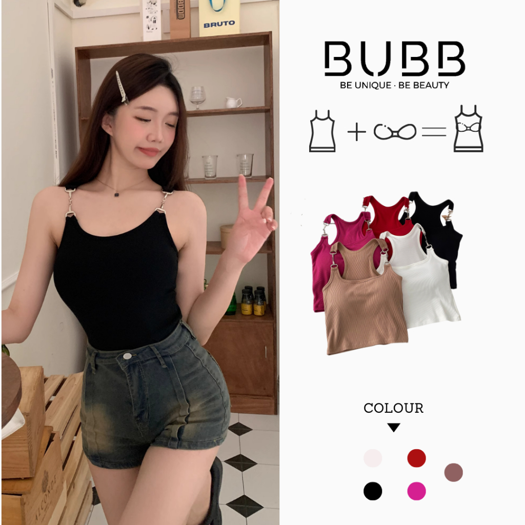 INS Girls Style Crop Tank Top Chain Straps Sexy Tube Top Seamless Cotton Camisoles Wanita ...
