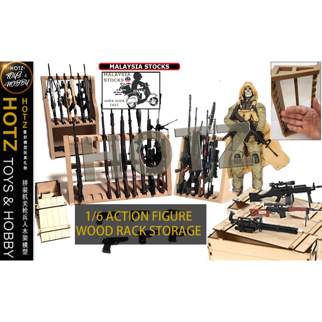1:6 1/6 Scale Model Action Figure Doll Wooden Gunz Rack Storage Box ...