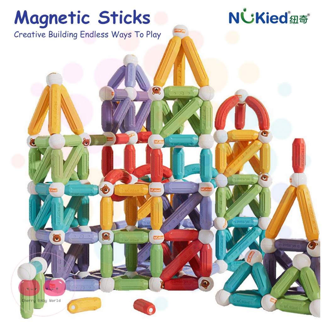 NUKIED Magnetic Sticks Building Block Toy 3D Geometry Construction ...