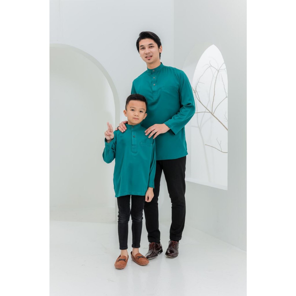 Baju Kurta Moden「 Warna Emerald Green 」Baju Kurta Set Sedondon Ayah Dan ...