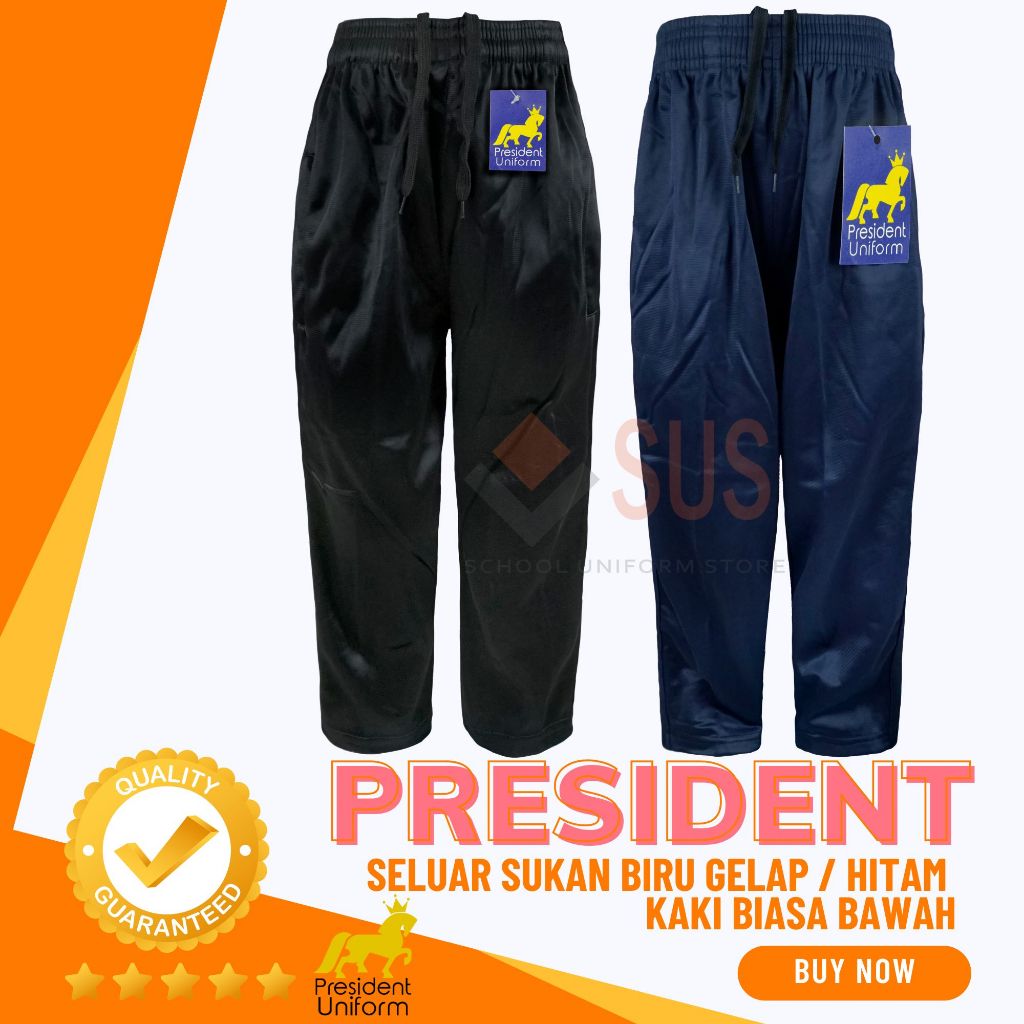 Seluar Sukan HITAM / BIRU GELAP Kaki Biasa ( Kain Tebal ) BLACK BLUE ...