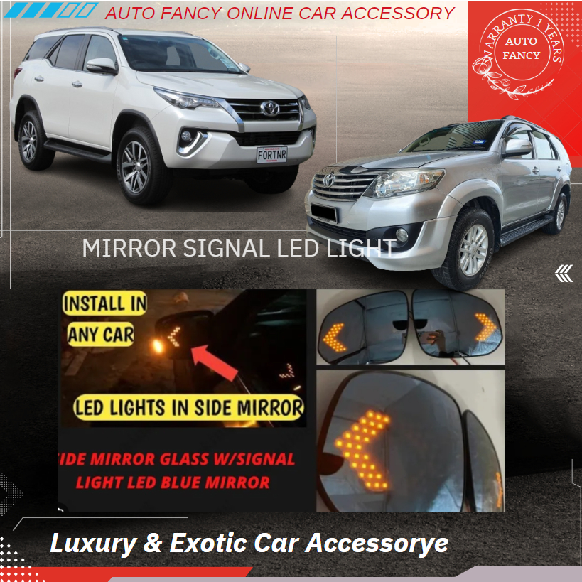 TOYOTA FORTUNER SIDE MIRROR GLASS SIGNAL WITH LED LIGHT BLUE VISION ...