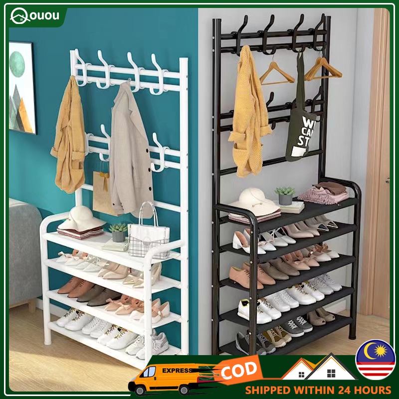 4/5 Layer Shoe Rack Shelf Multifunctional Shoe and hat rack Rak Pakaian ...
