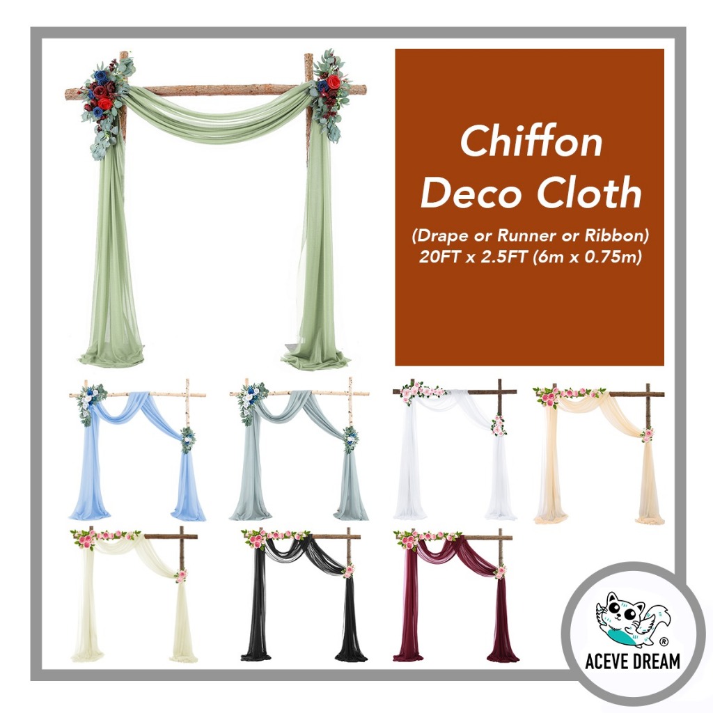 ACEVE DREAM READY STOCK 0.75x6M Chiffon Arch Drape Backdrop Drapery ...