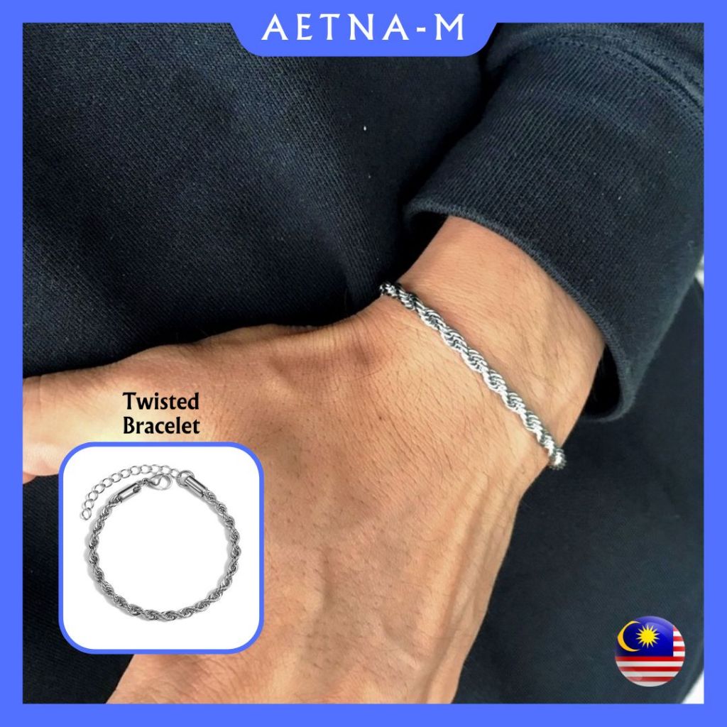 Twisted Silver Stainless Steel Bracelet Men Women Bangle Anti Karat ...