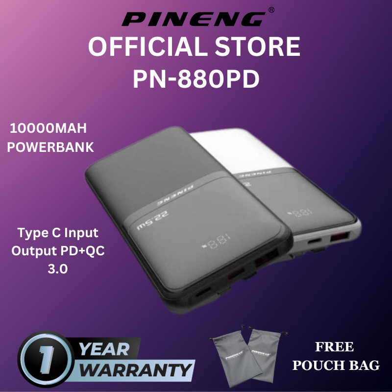Pineng PN880 PN 881 20000 MAH(10000mah) PD+QC 3.0 22.5w with 2 Built in ...