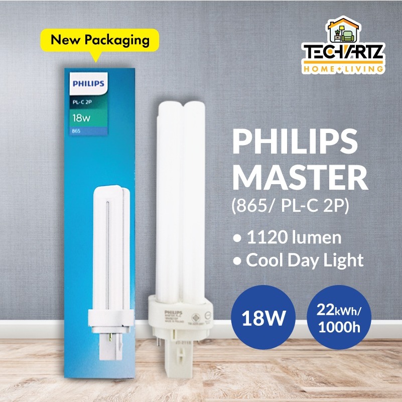 GENUINE PHILIPS Philips Master PL-C 18W/865/2P Cool Daylight (White) - Energy Saving Down Light ...