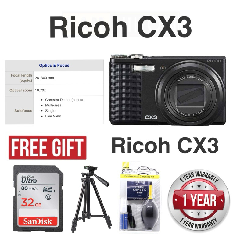 RICOR CX3 28-300mm zoom compact camera (1 years warranty) | Shopee Malaysia