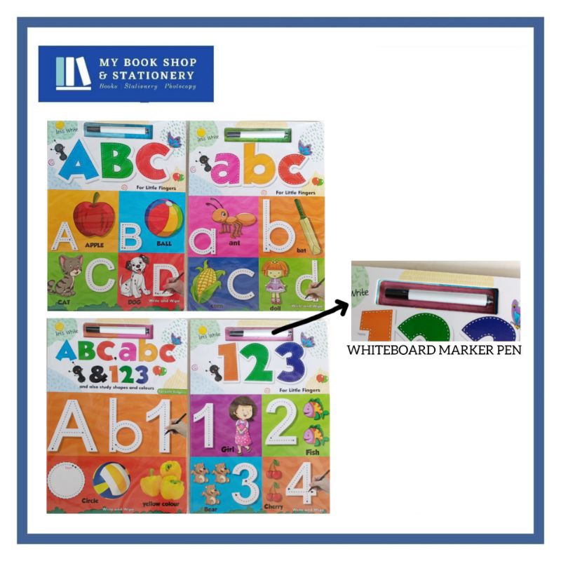 Let's Write abc / ABC / 123 & abc,ABC,123 For Little Fingers Wipe And ...