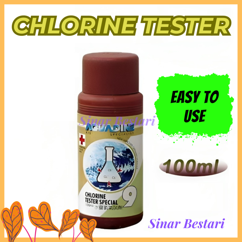 AQUADINE CHLORINE TESTER SPECIAL (100ml) Aquarium fish ikan Test Clorin ...