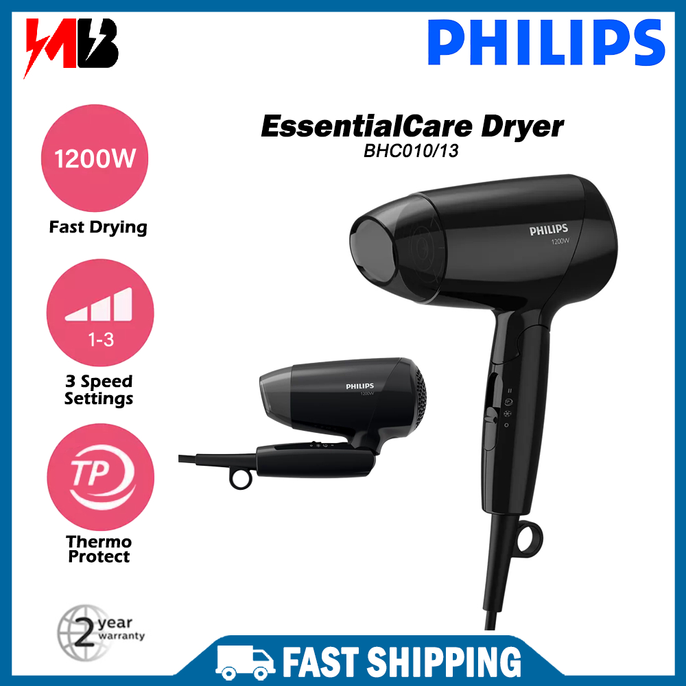 Philips EssentialCare Compact Hair Dryer BHC010/13 Foldable Handle Hair Blower | Shopee Malaysia