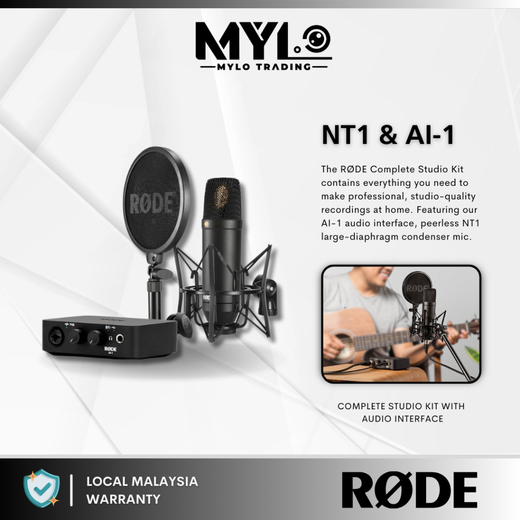 Rode Complete Studio Kit with NT1 Microphone and AI-1 Audio Interface ...