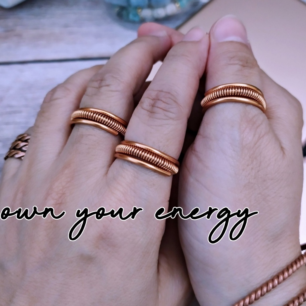 Pure Copper Ring Handmade Cincin Tembaga Asli Minimalist Wire Wrapped ...