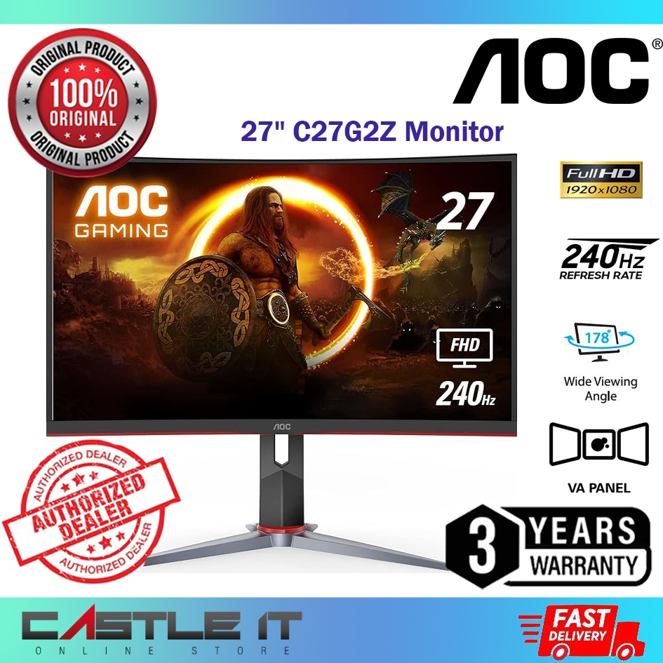 AOC C27G2Z 27" CURVED 1500R 240HZ 0.5MS Freesync Heigh Adjustable ...