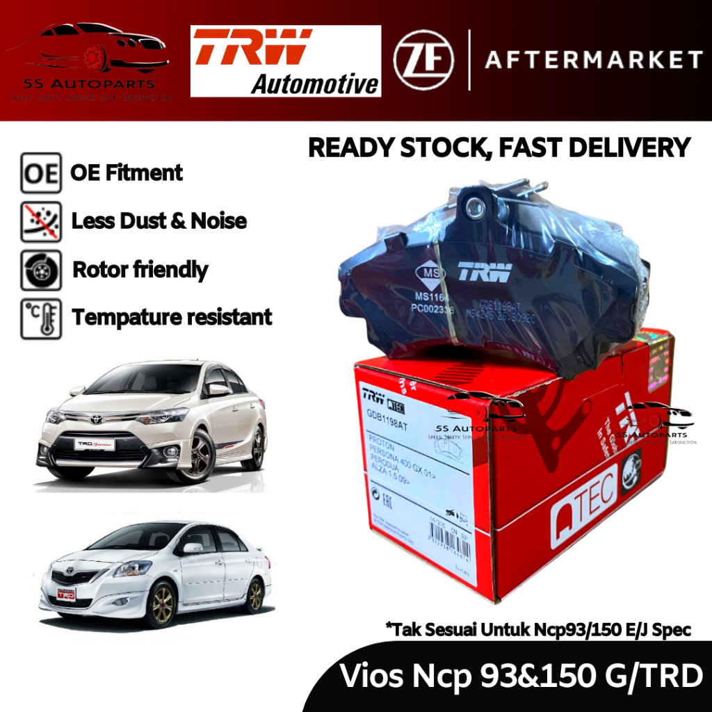 TRW Toyota Vios NCP93 / NCP150 G, S, TRD Spec Front (Depan) / Rear ...